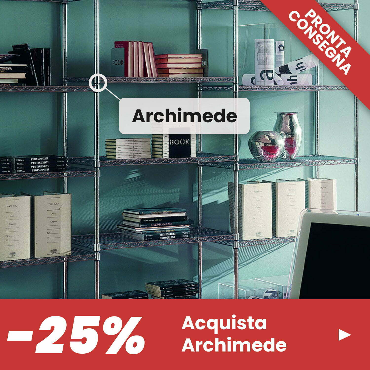 Scaffali cromati componibili acciaio e in kit Archimede Shopping